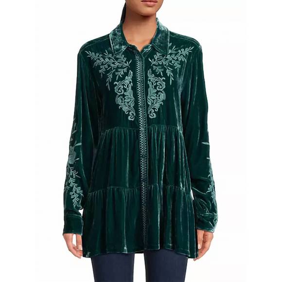 Johnny Was | Tops | New Johnny Was Velvet Tiered Lenon Tunic Top In ...